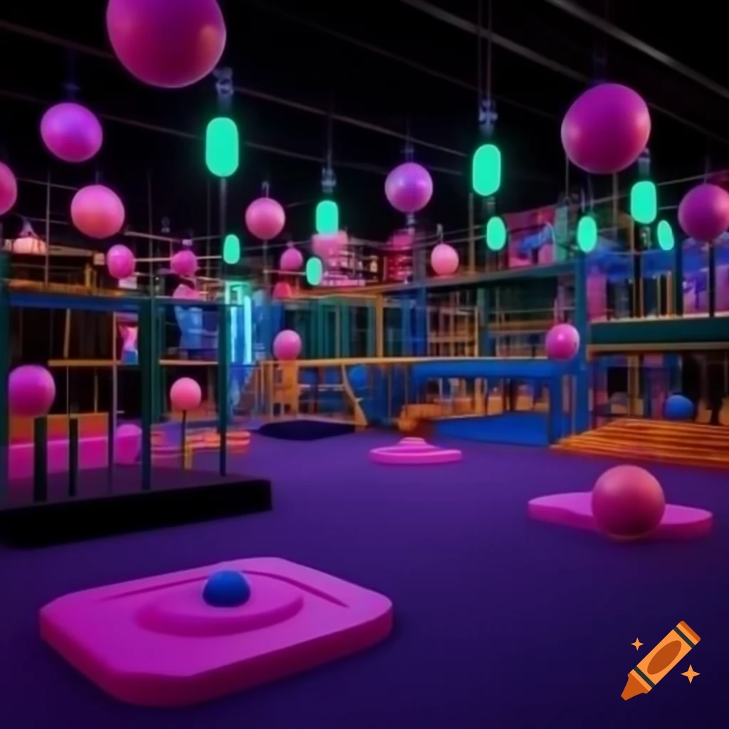 Colossal indoor playground with neon lights against new zealand ...
