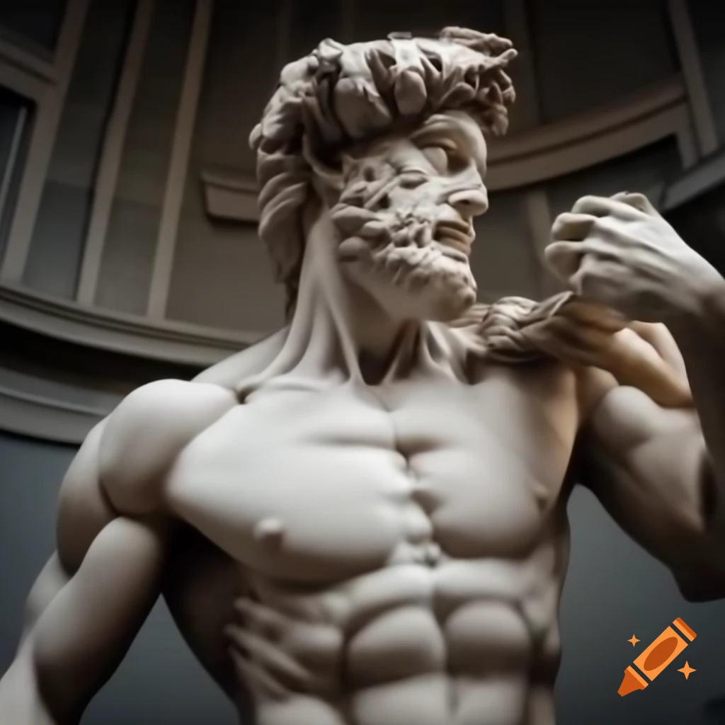 Classical marble sculpture showcasing defined human muscles on Craiyon