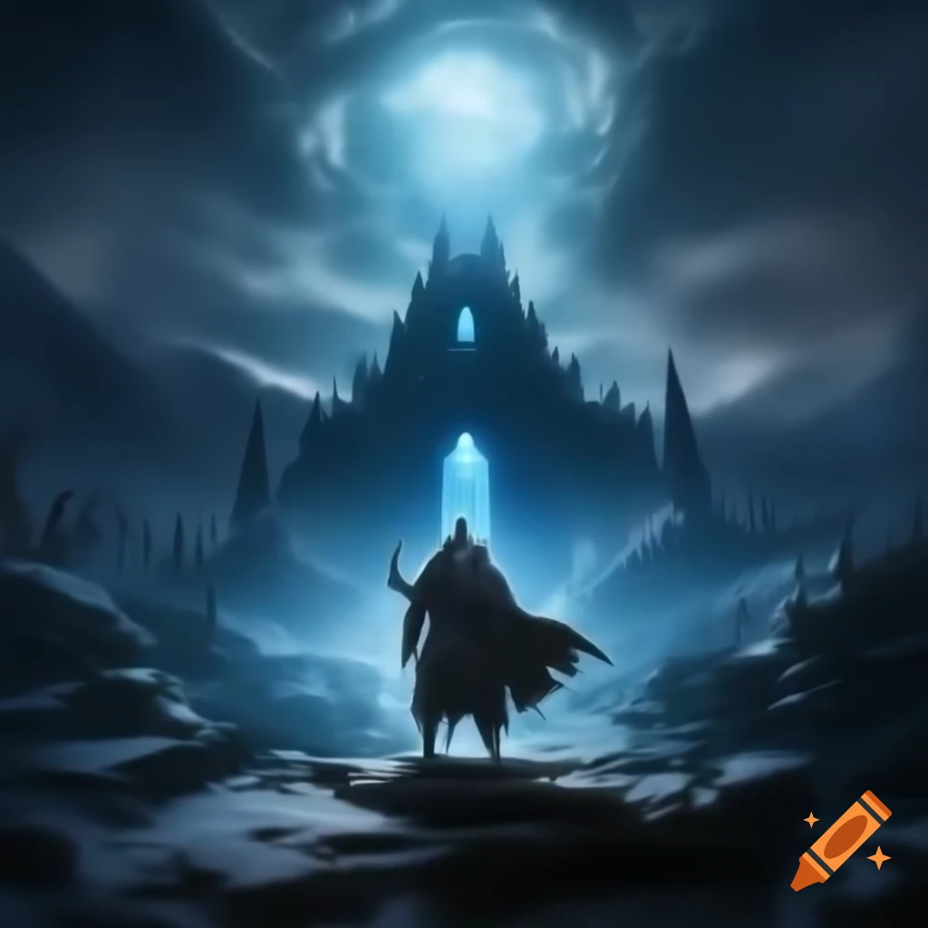 Arthas as Lich King overseeing Icecrown Citadel in eternal winter on ...