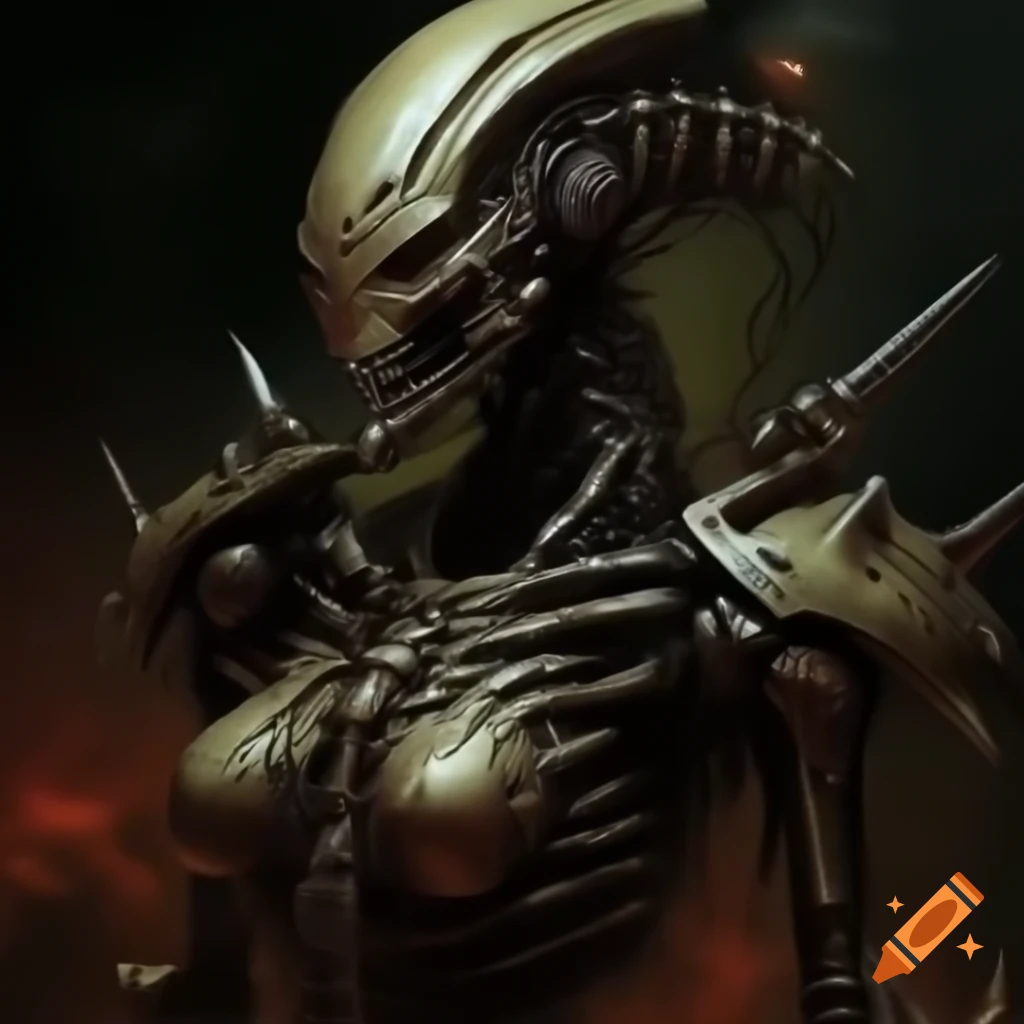 Female alien terminator from warhammer universe, tyranid inspired on Craiyon