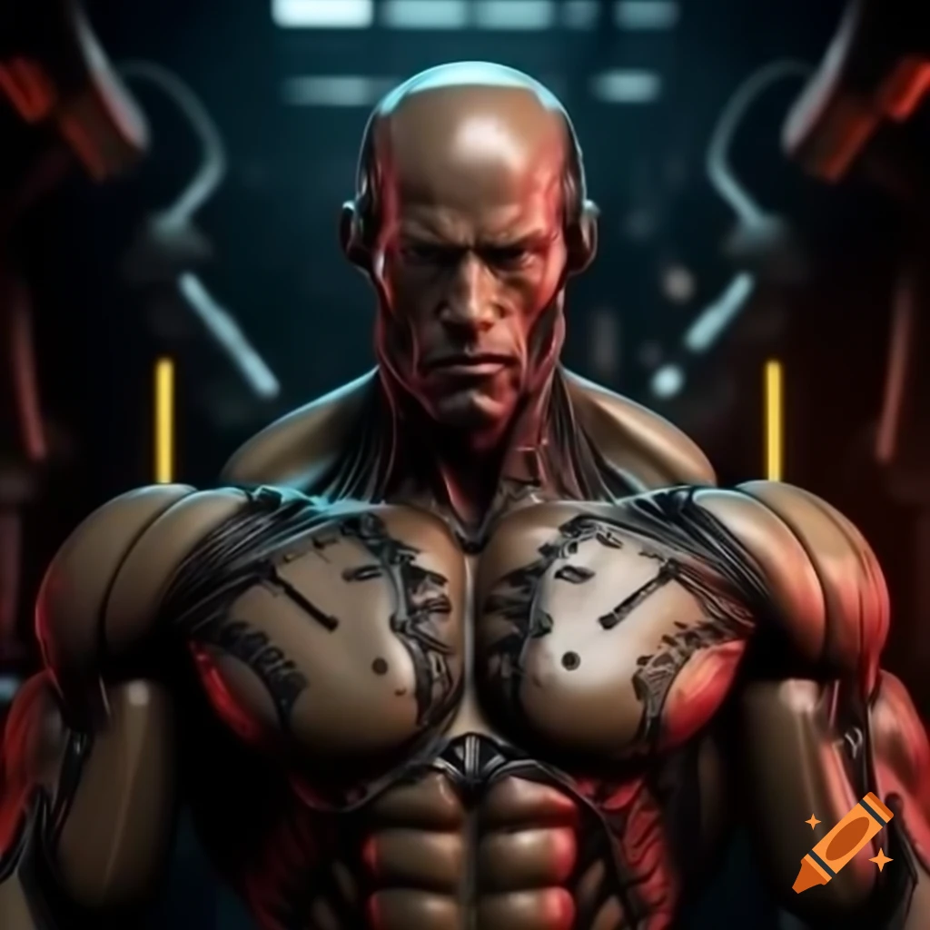 Cybernetic mechanic humanoid android bodybuilder design on Craiyon