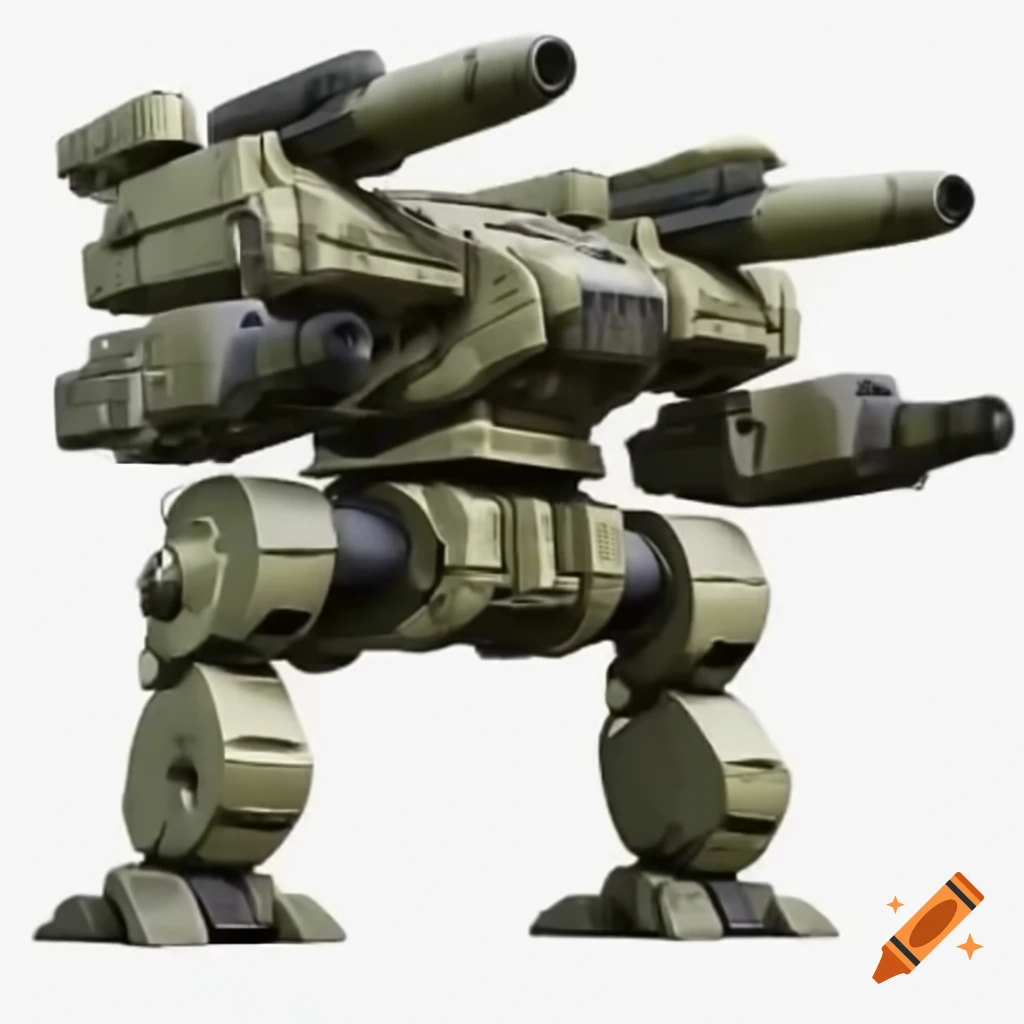Mech equipped with missile launchers on a white background on Craiyon