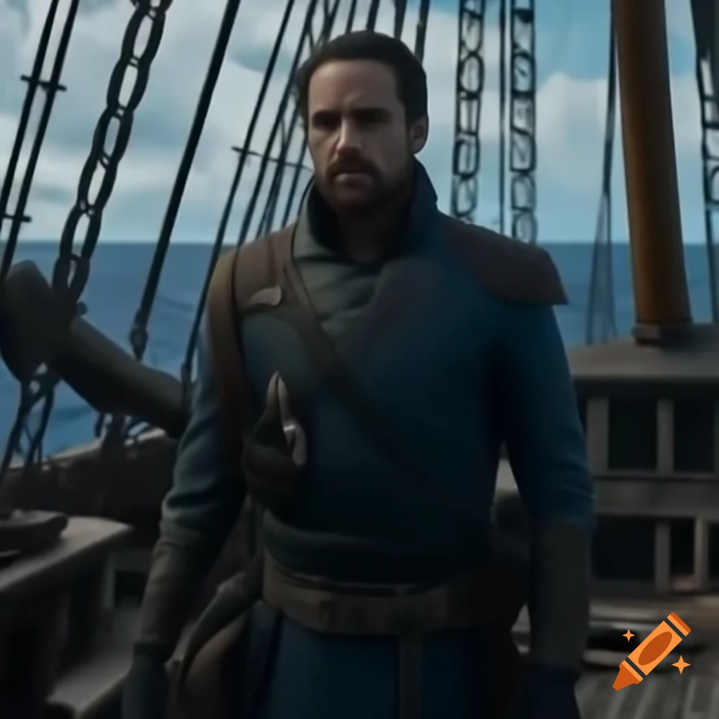 Captain standing on the deck of an old wooden ship on Craiyon