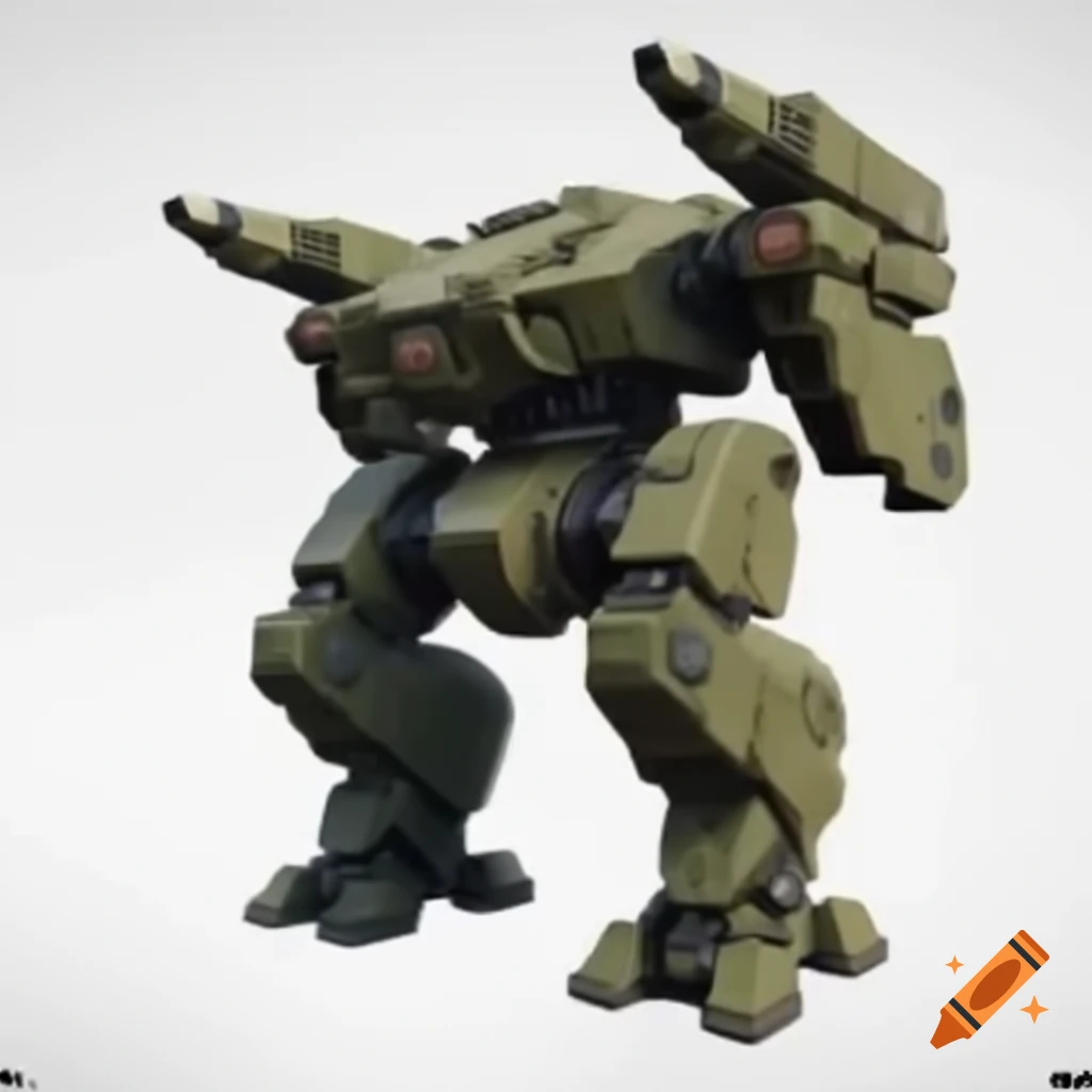 Mech equipped with missile launchers on a white background on Craiyon