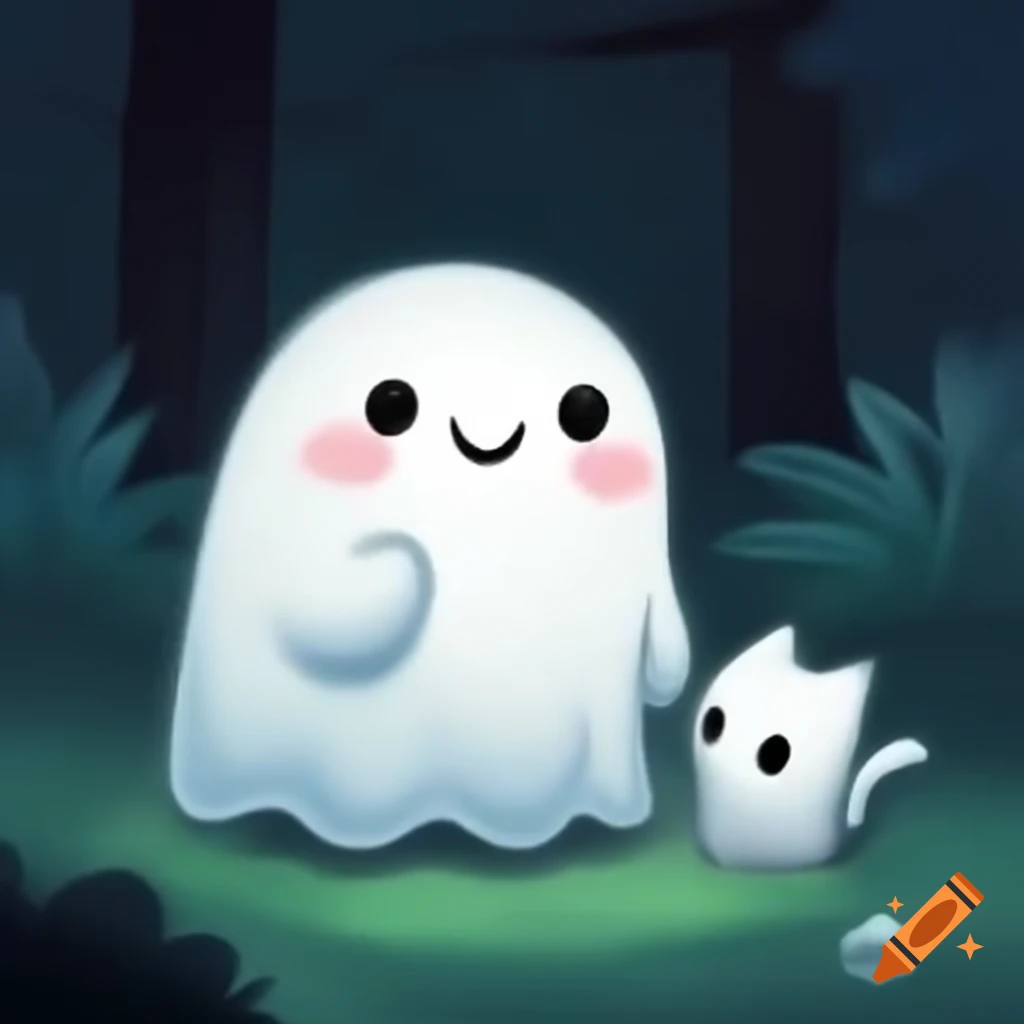 Cute ghost with pet ghost cat on Craiyon