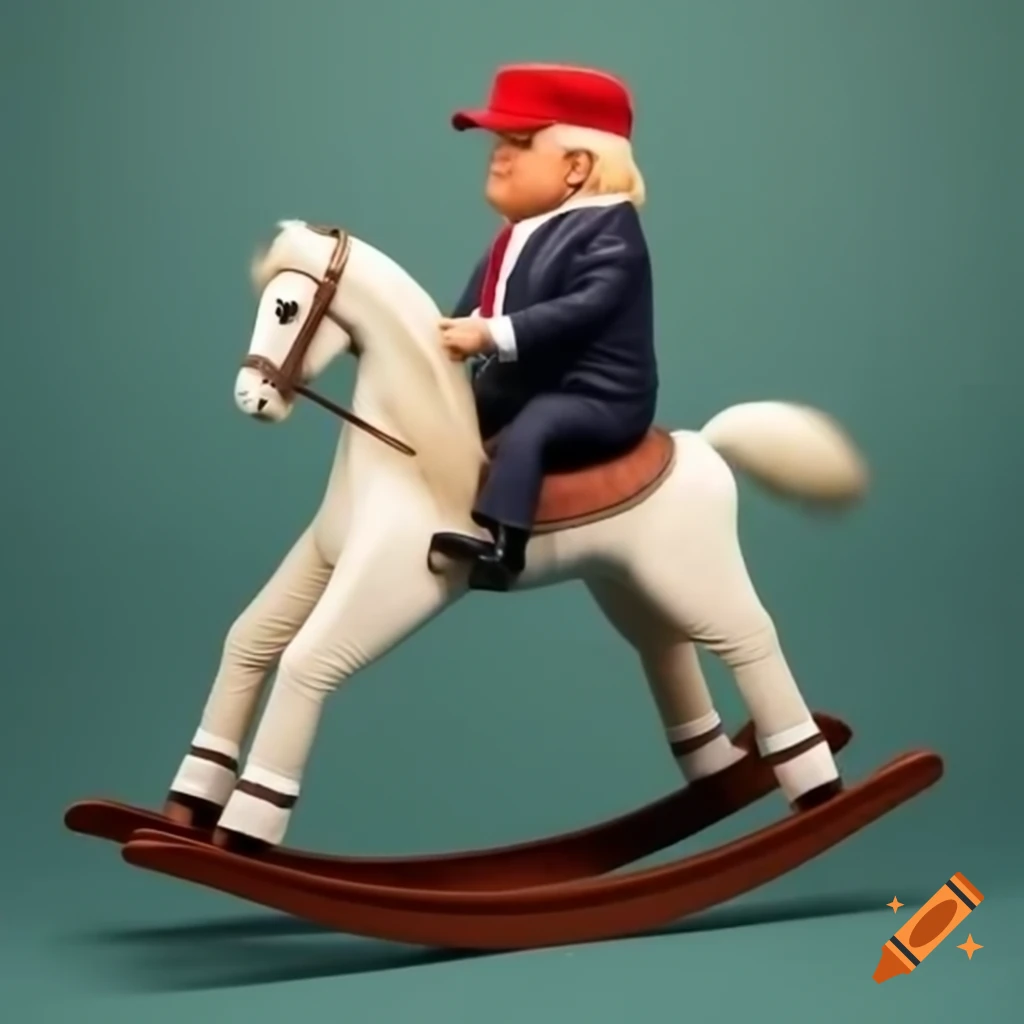 Illustration of a rocking horse with a character resembling Donald ...
