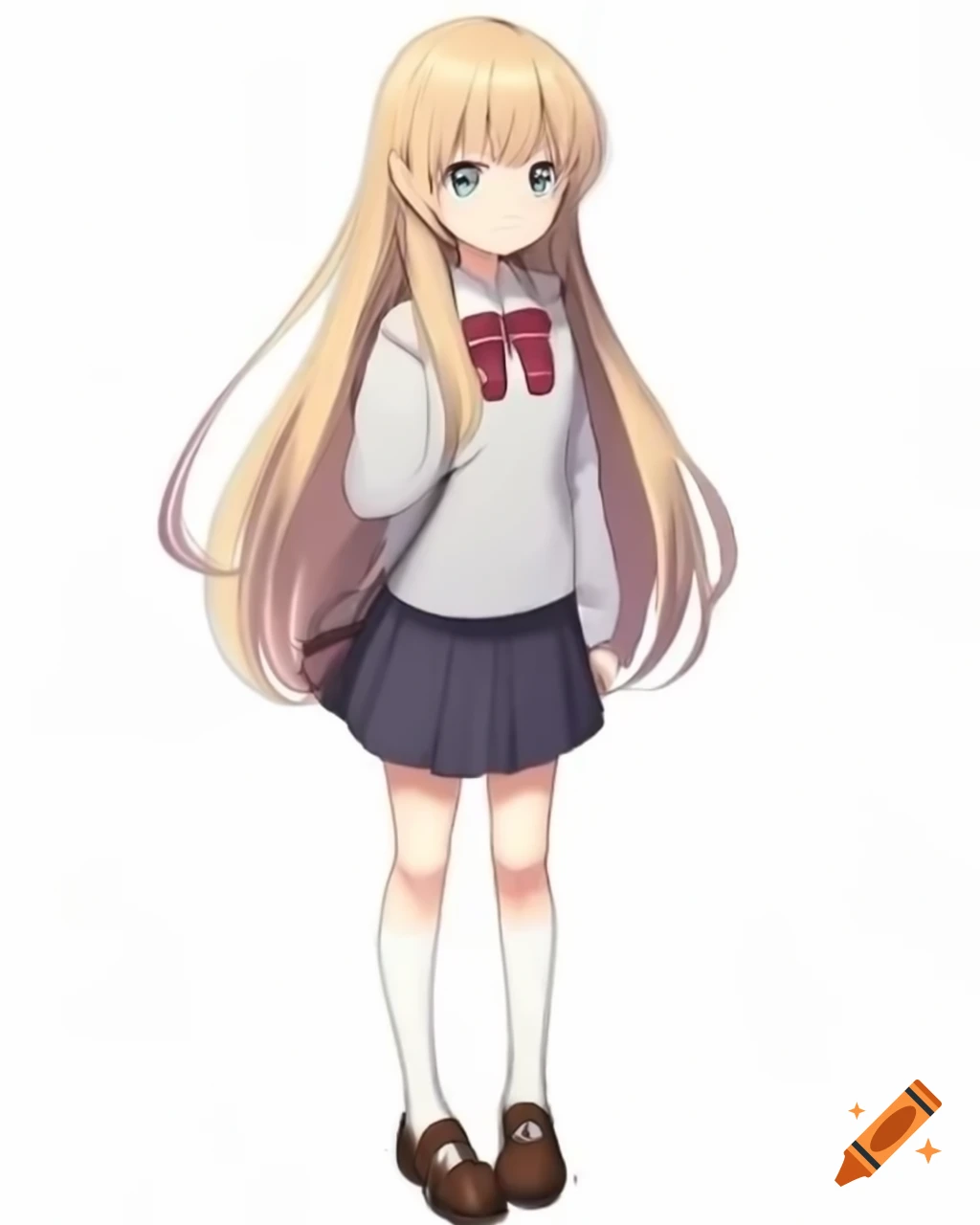 Anime-inspired illustration of a pale-skinned sprite schoolgirl with an ...