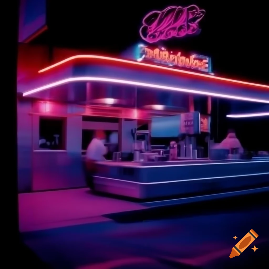 1950s American diner concept named Daddy Cool featuring neon and chrome ...