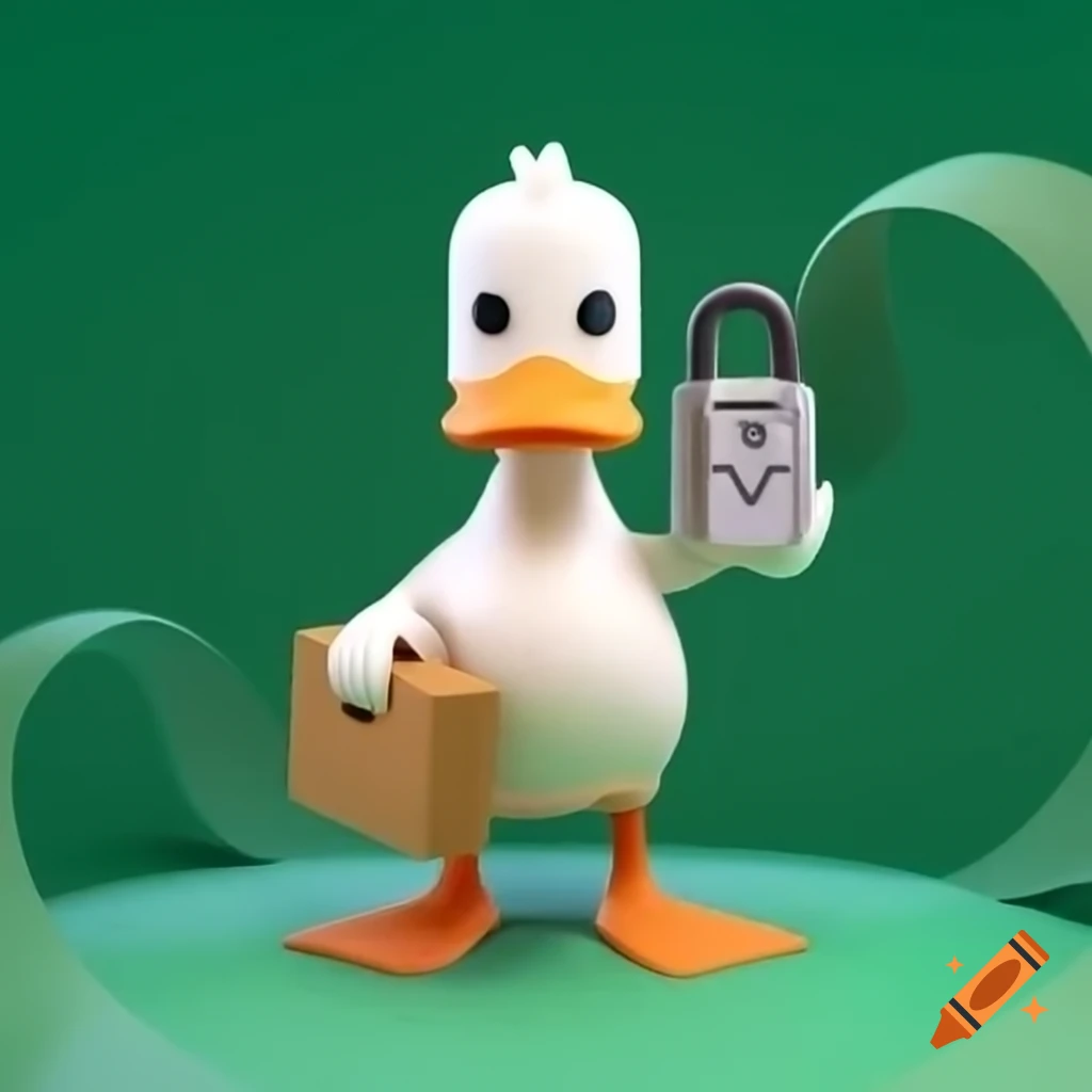 Cartoon duck with combination safe symbolizing secure smart lock ...