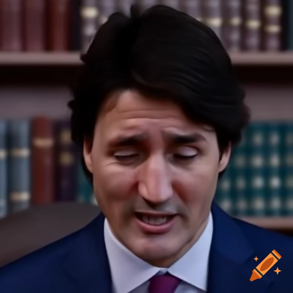 Justin Trudeau displaying an emotional moment on Craiyon