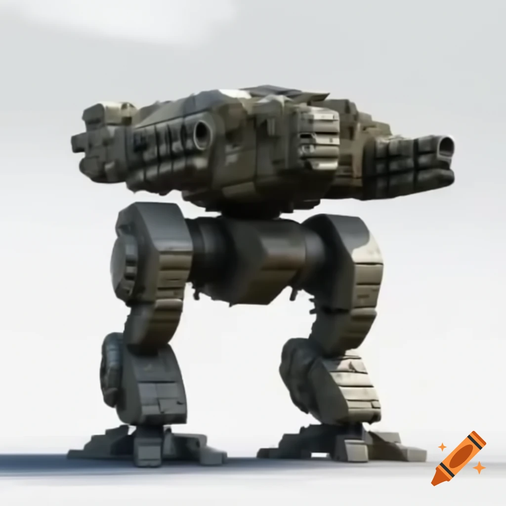 Mech robot equipped with missile launchers on white background on Craiyon