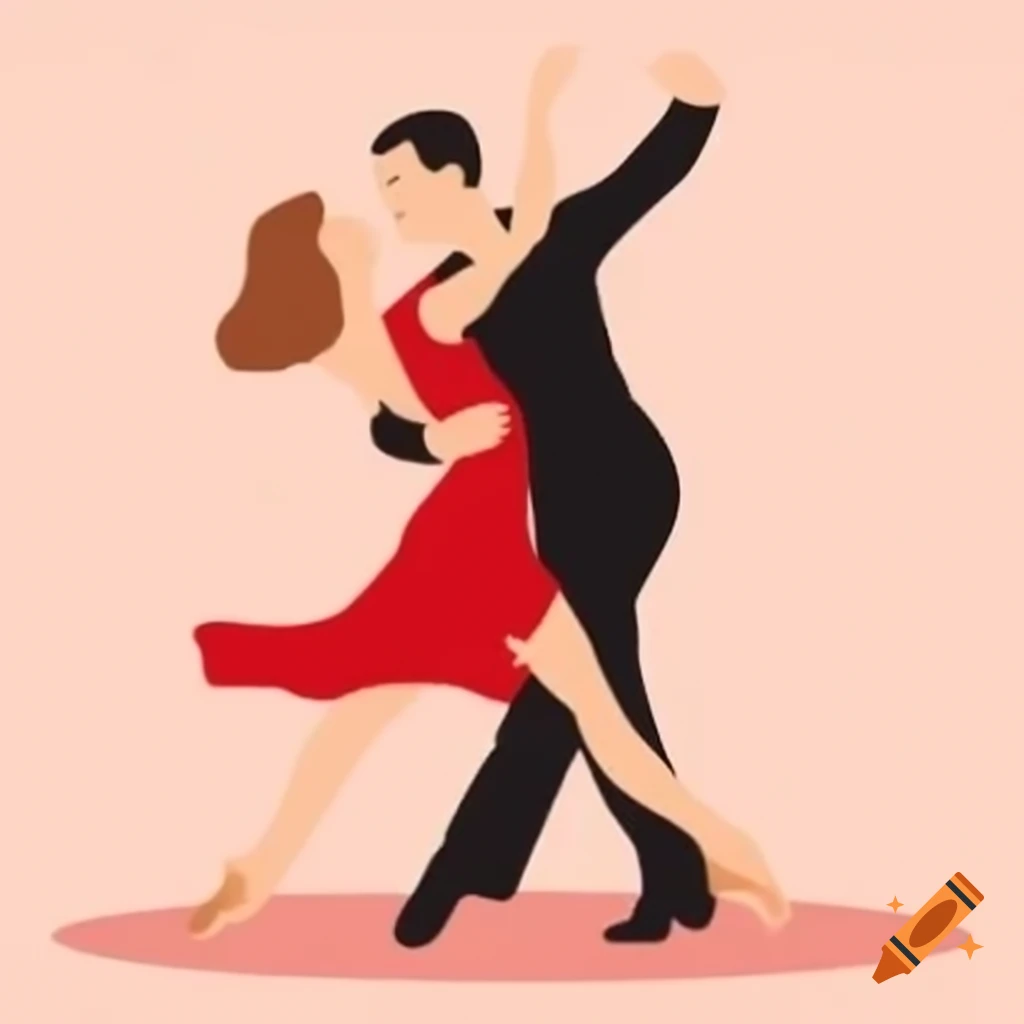 Couple dancing salsa on red and black dancefloor on Craiyon