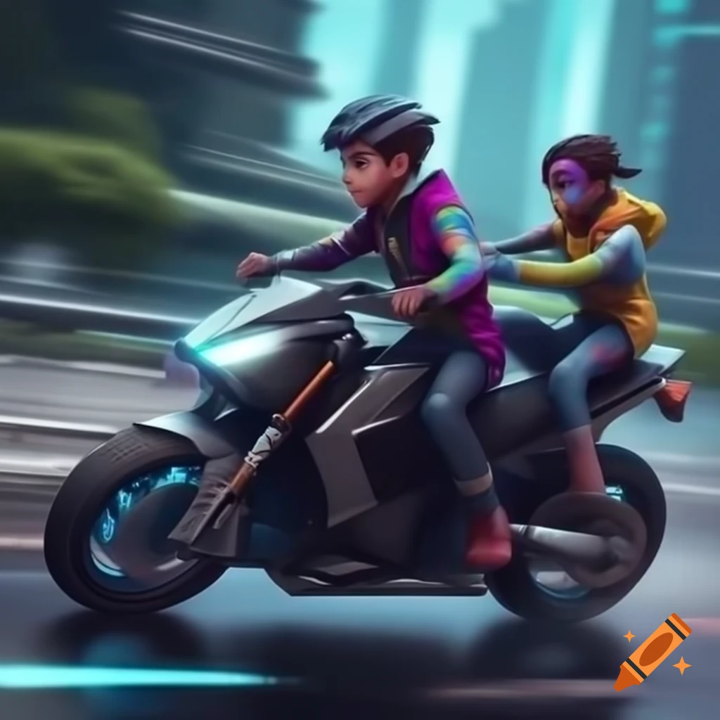 Cyberpunk adventure with friends on high-tech racing cycles along ...
