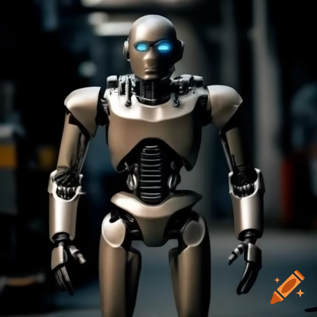 Elder humanoid robot in chrome exuding wisdom and strength on Craiyon