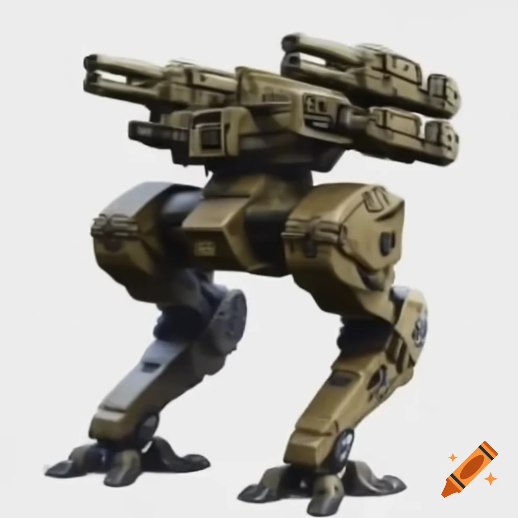 Mech equipped with missile launchers on white background on Craiyon