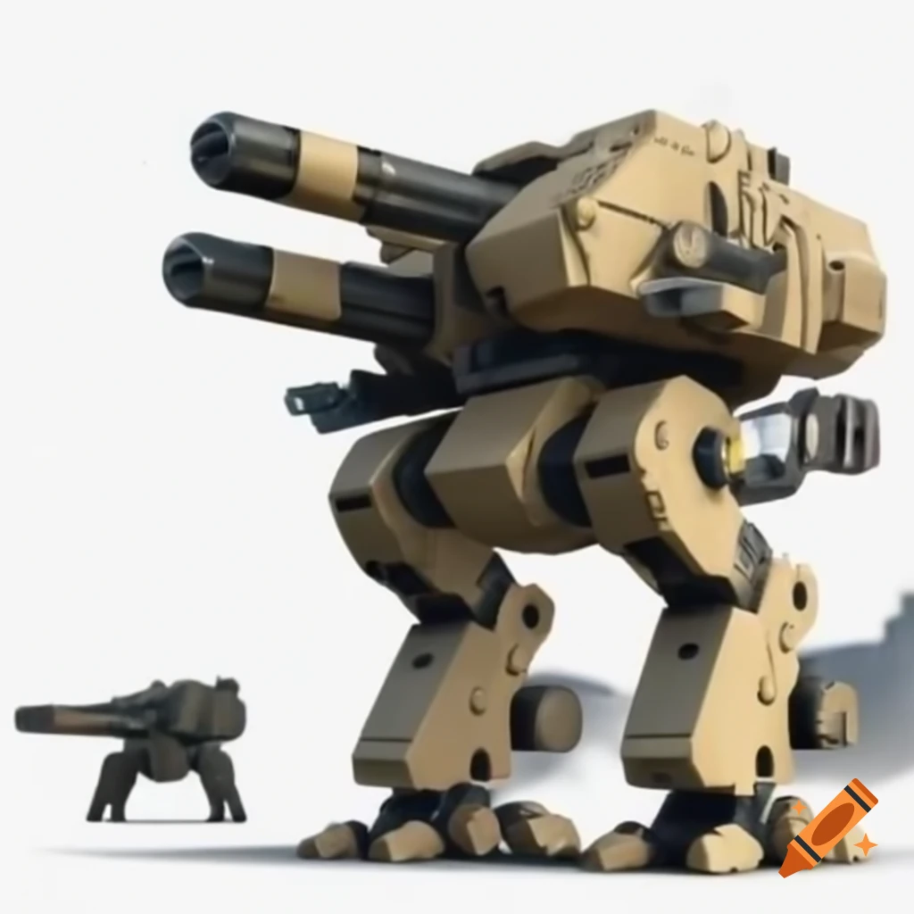 Agile recon mech with missile pods and arm cannons in action pose on ...