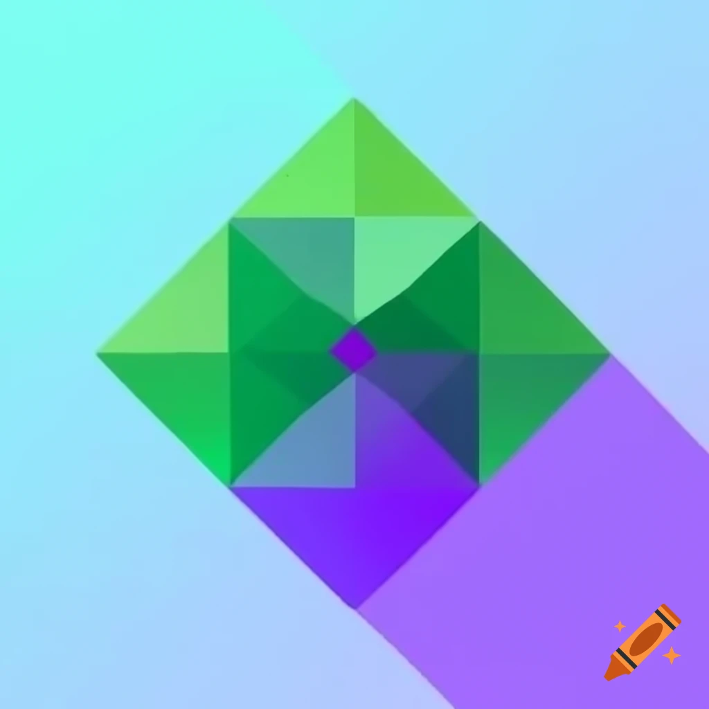 2D diamond shape logo design in green and purple on Craiyon