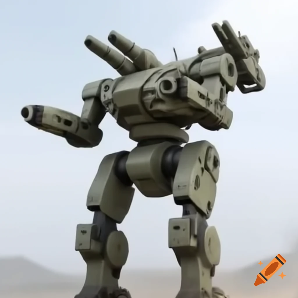 Agile recon mech with missile pods and arm cannons on white background ...