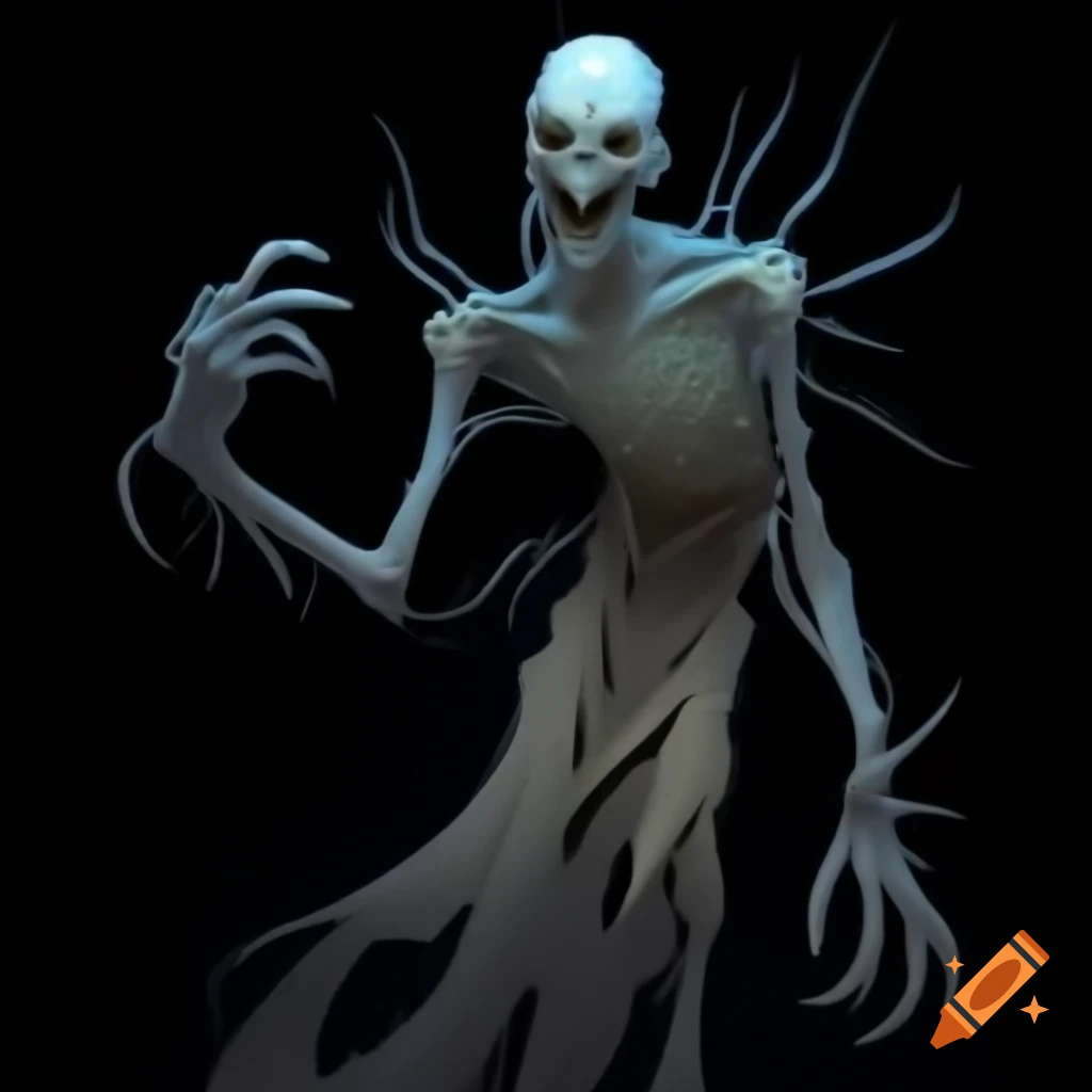 Description of an emaciated figure with pale, bruised skin on Craiyon