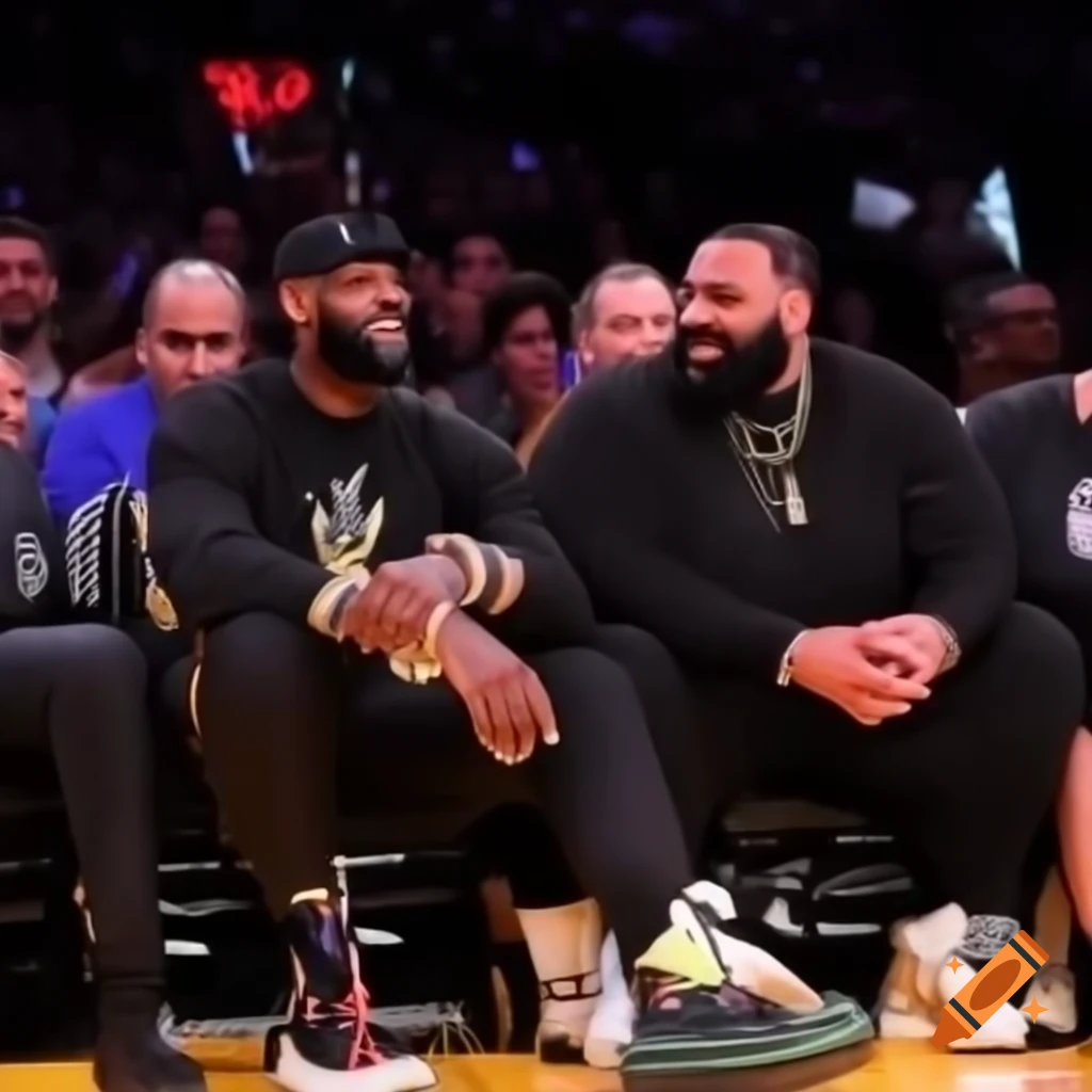 LeBron James and DJ Khaled laughing together in rocking chairs on Craiyon