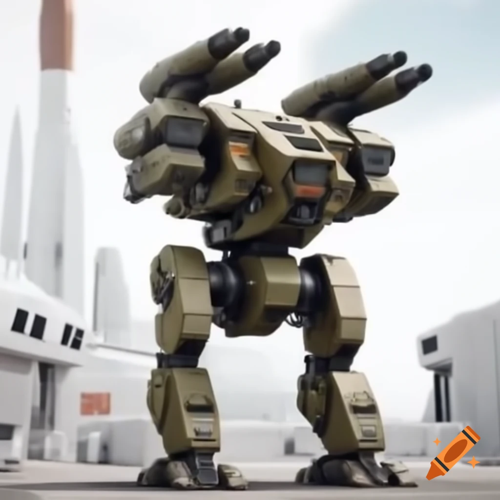Nimble recon mech with missile pods and arm cannons on white backdrop ...