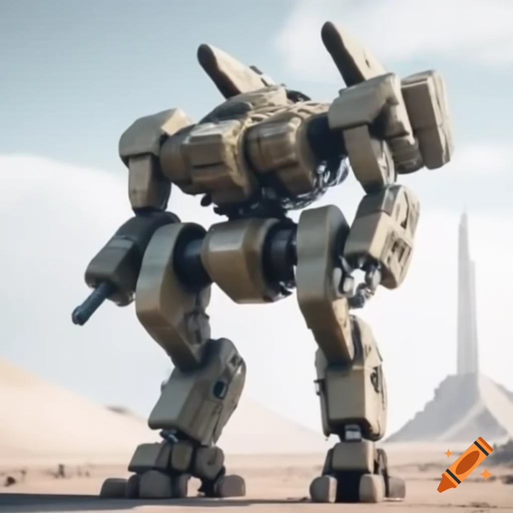 Agile recon mech with missile pods and arm cannons on white background ...