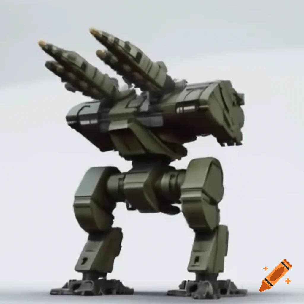 Mech equipped with missile launchers on white background on Craiyon