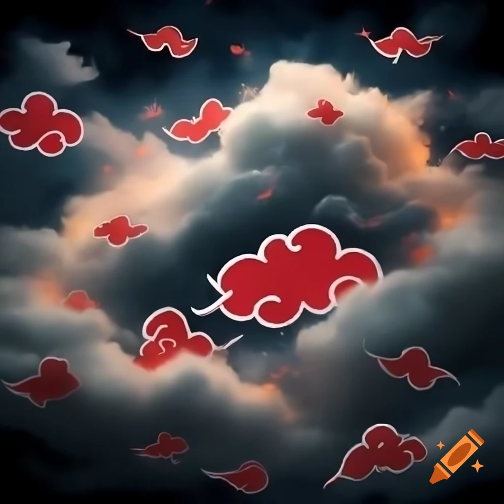 Naruto Akatsuki clouds background design on Craiyon