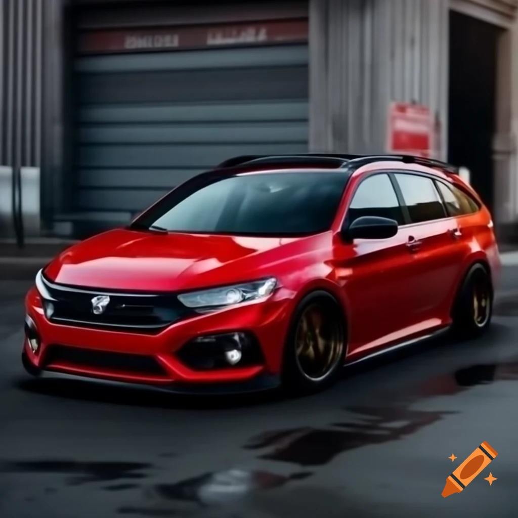 Red Volkswagen Jetta mk6.5 with upgraded turbo on Craiyon