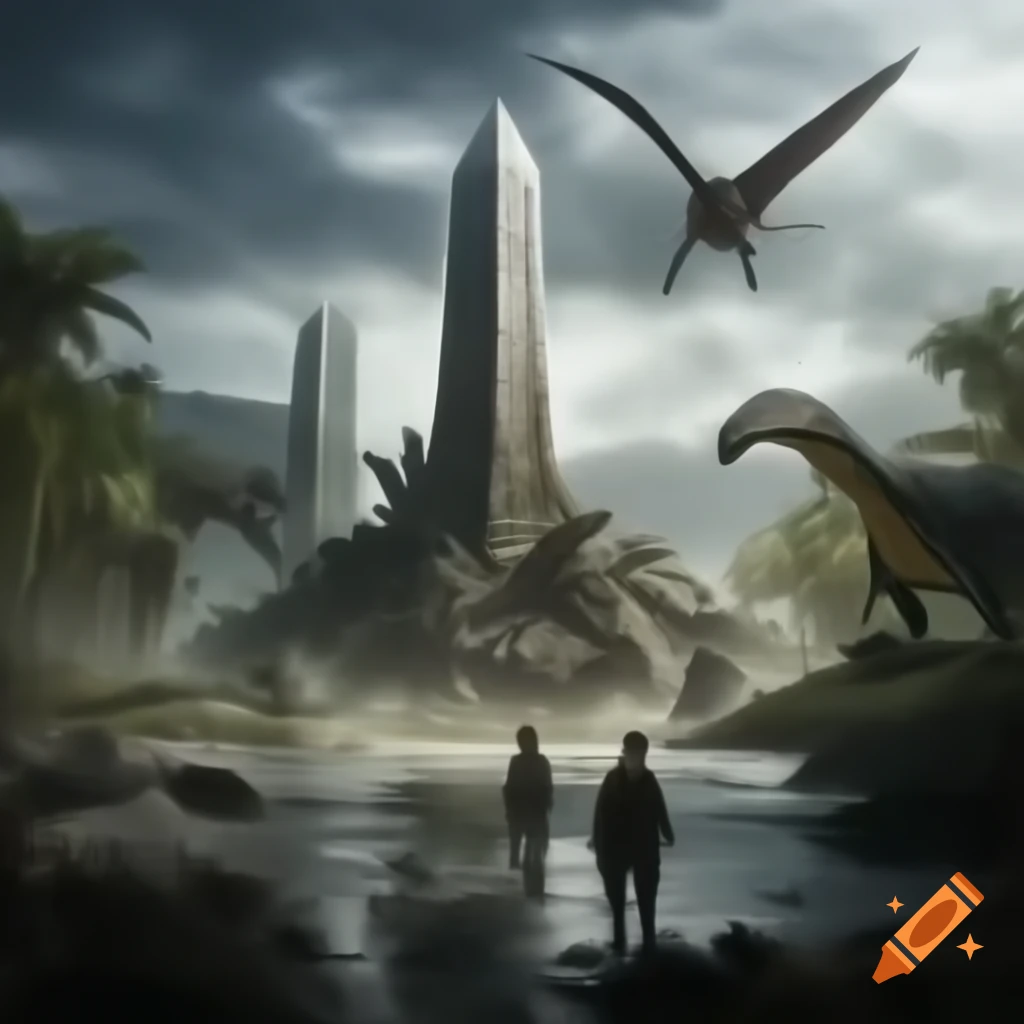 Exploration of ARK: Survival Unleashed featuring dinosaurs and adventurers on Craiyon