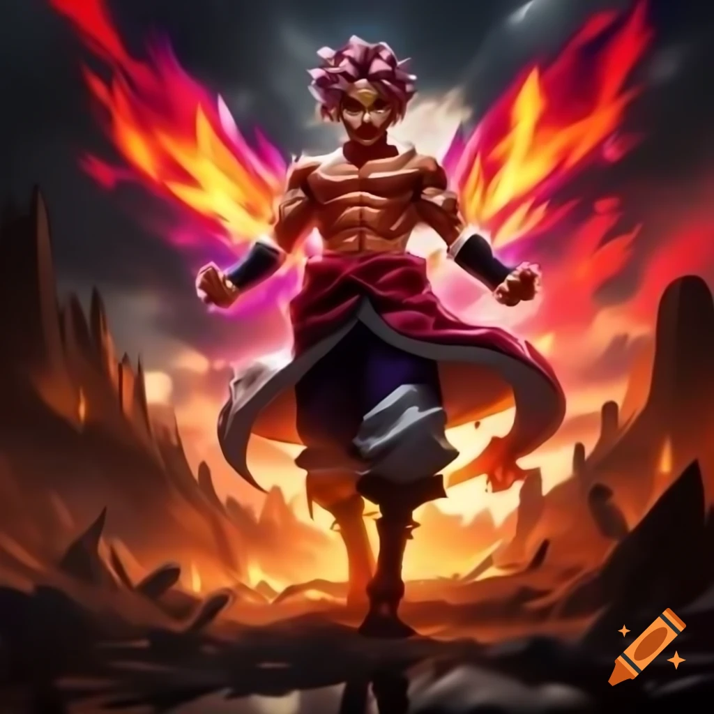 Dynamic anime-style illustration of Natsu Dragneel in Dragon Force ...