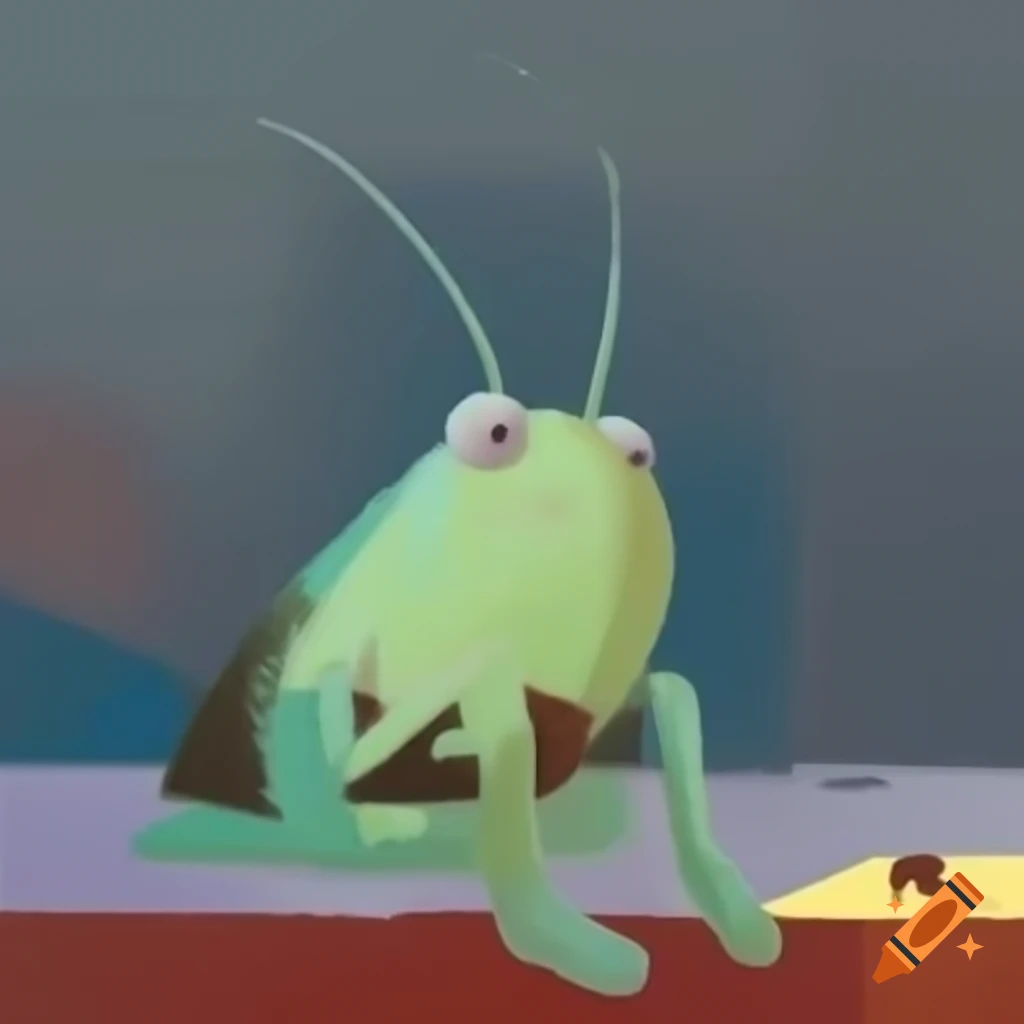 Minimalistic painting of a sad looking weevil on Craiyon