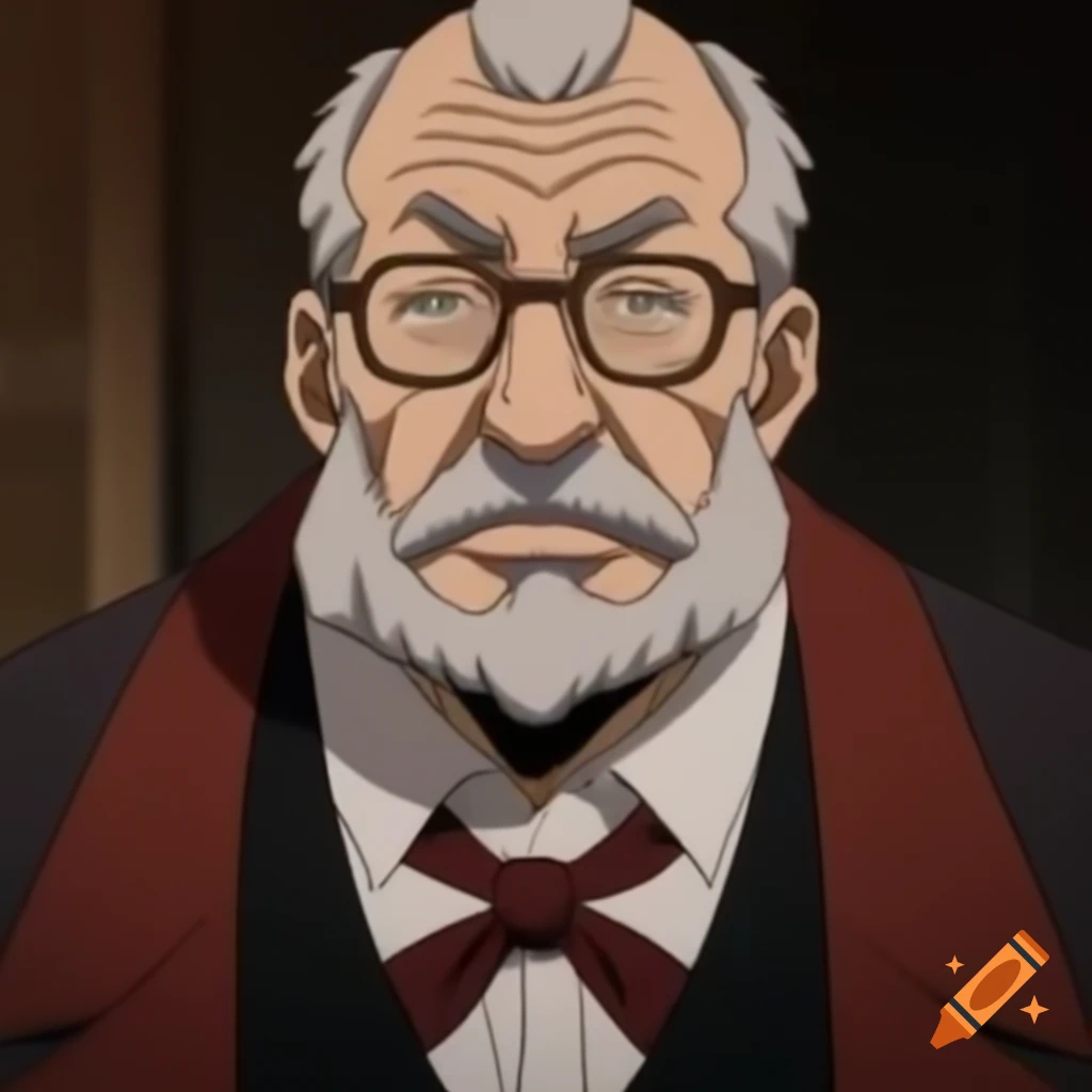 Anime-style depiction of an elderly butler on Craiyon