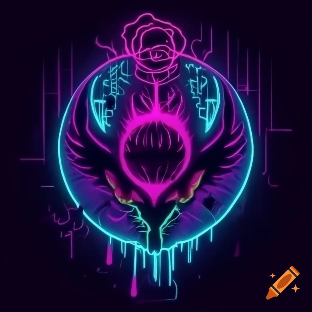 Cyberpunk glitch art featuring neon and minimalist line designs on Craiyon