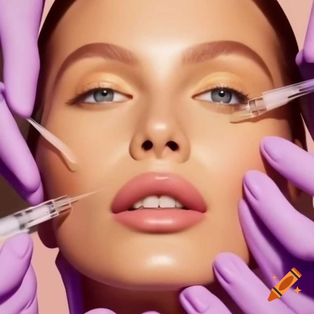 Split-view design featuring a beauty product syringe and abstract ...