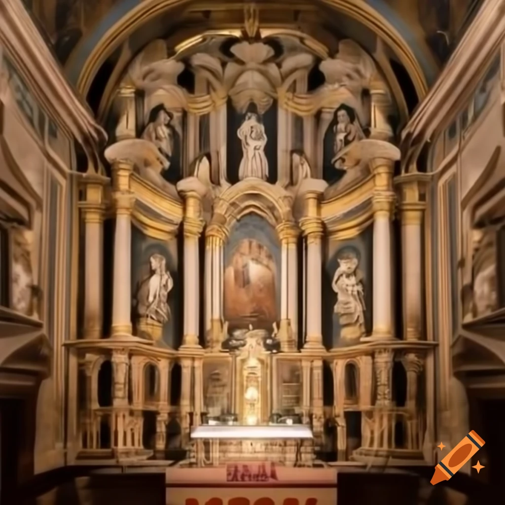 Baroque style altar design for St. Joan of Arc featuring ornate ...