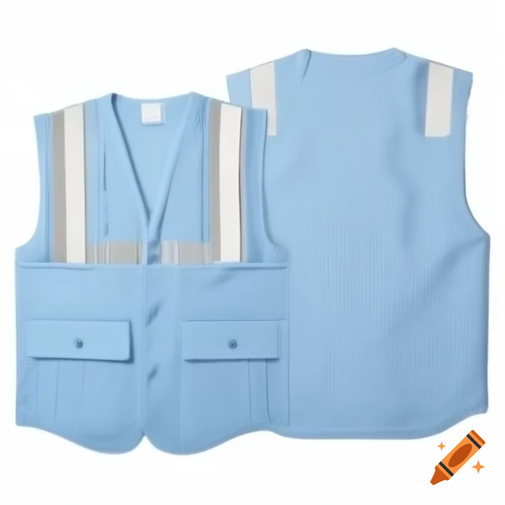 Light blue worker vest design featuring front and back views on Craiyon