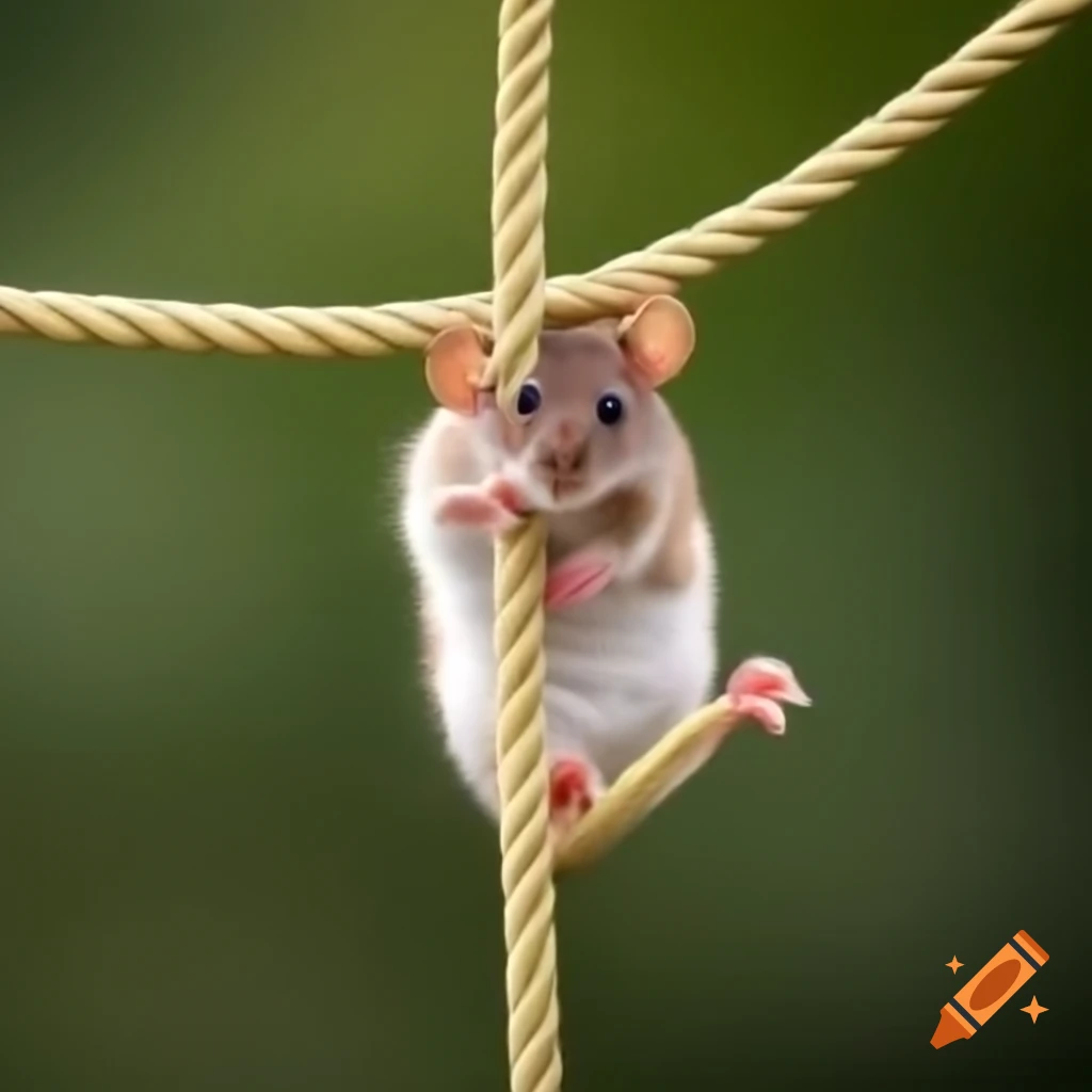 Small mouse playing with jump rope on Craiyon