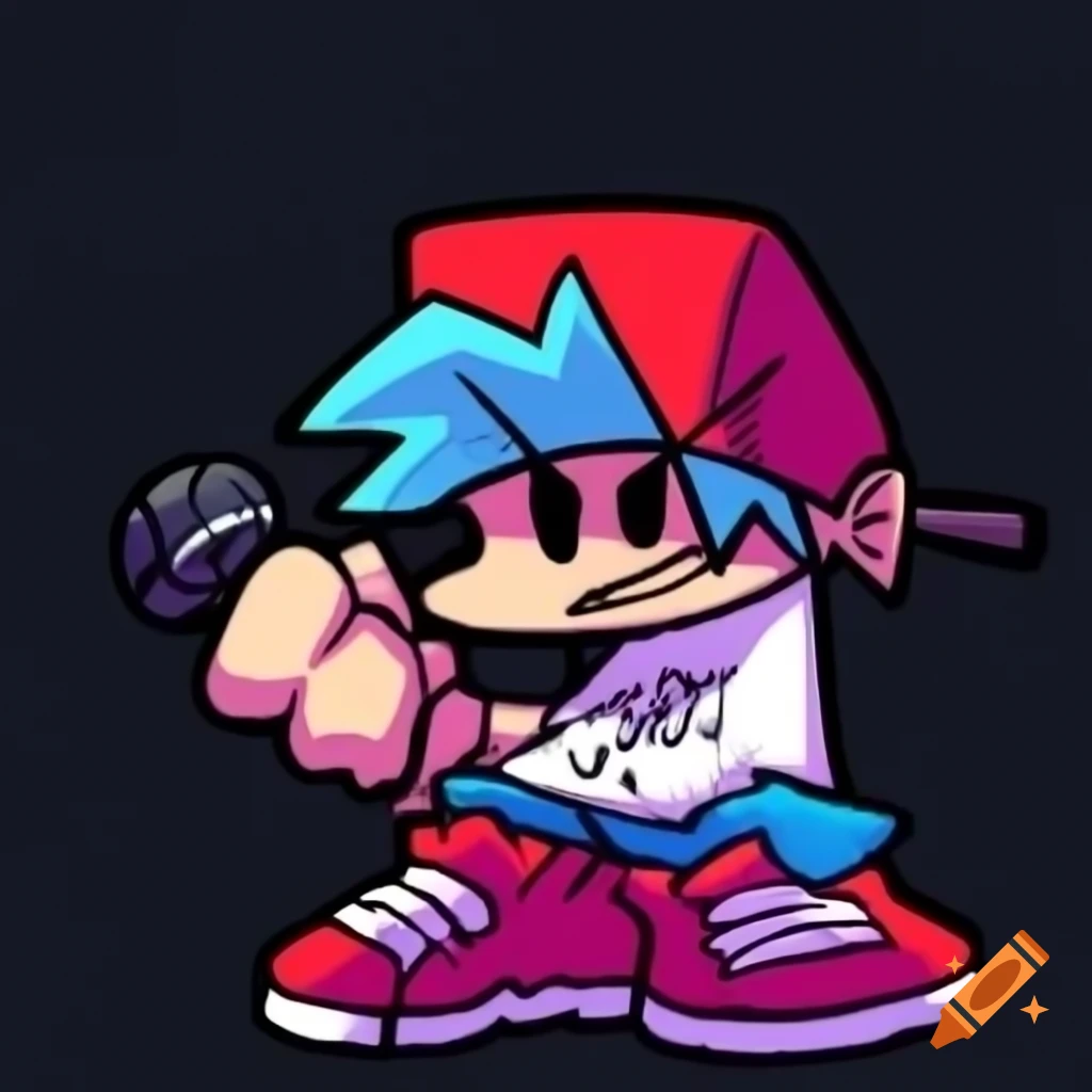 Stylized character from Friday Night Funkin' in right pose on Craiyon