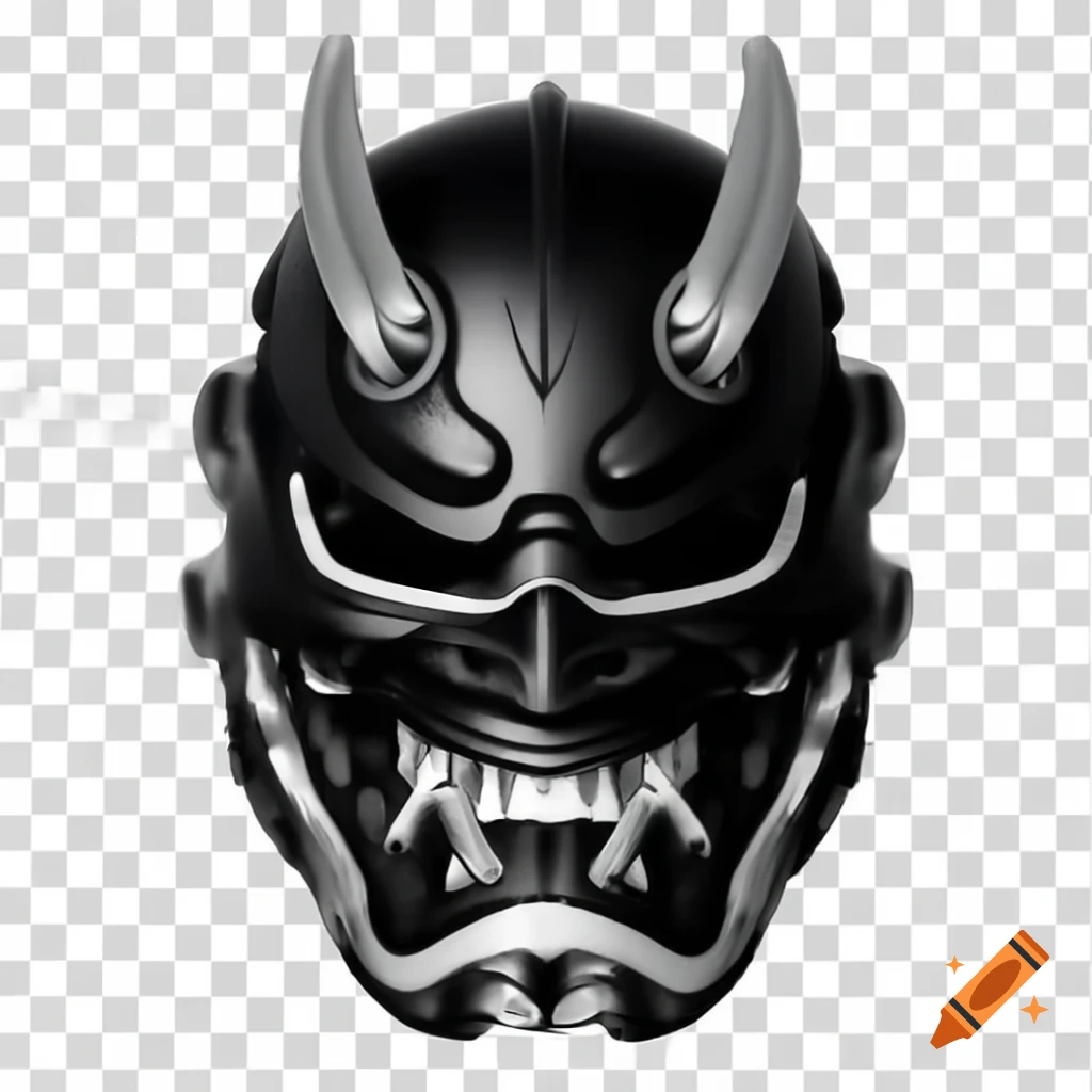 Futuristic black Japanese Oni mask with helicopter gunner visor and ...