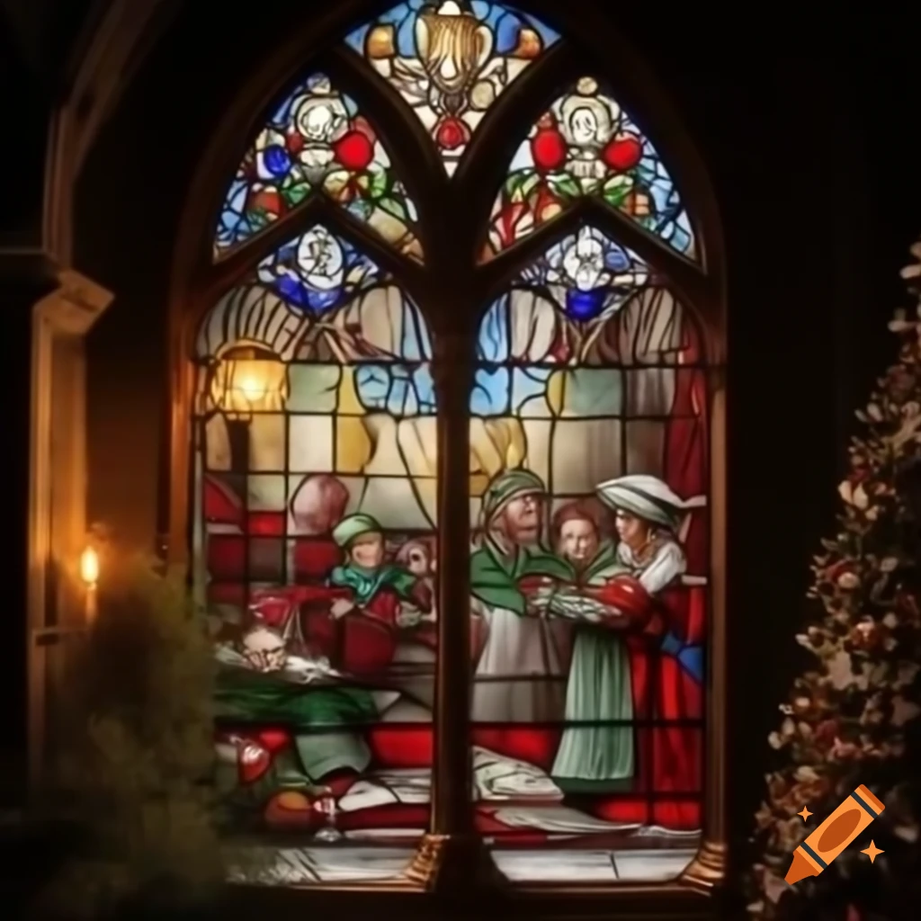 Realistic stained glass artwork for christmas decorations on Craiyon