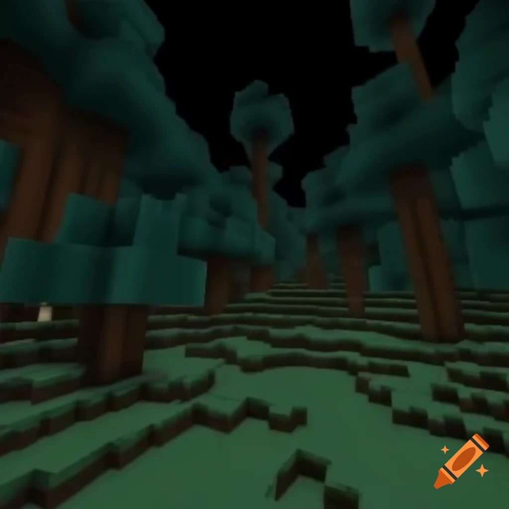 Dark minecraft forest scene with dense trees on Craiyon
