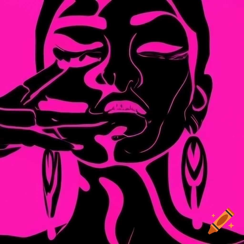 Striking black and bright pink abstract design on Craiyon