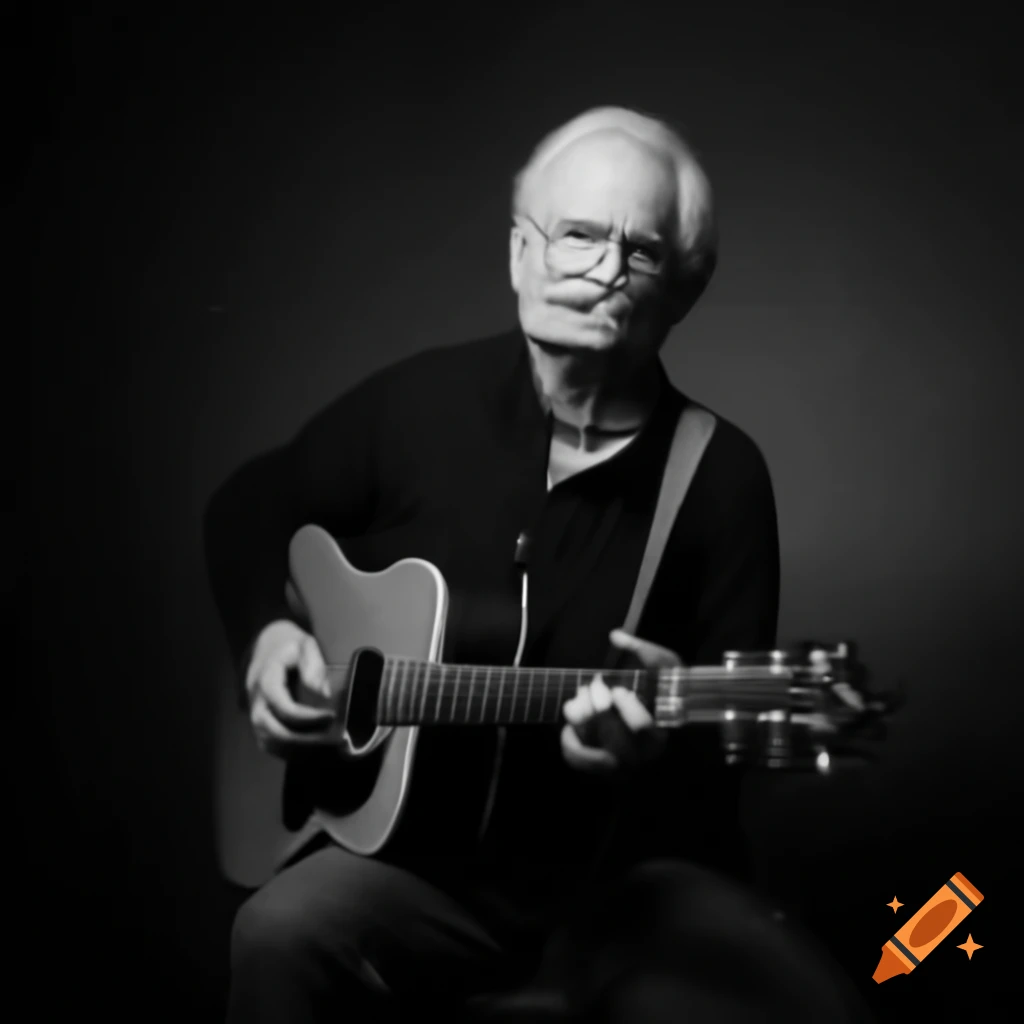 Musician named castle rickly playing guitar in greyscale on Craiyon