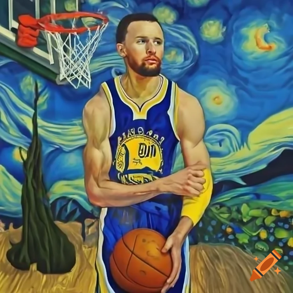 Nba star stephen curry in the style of van gogh painting on Craiyon
