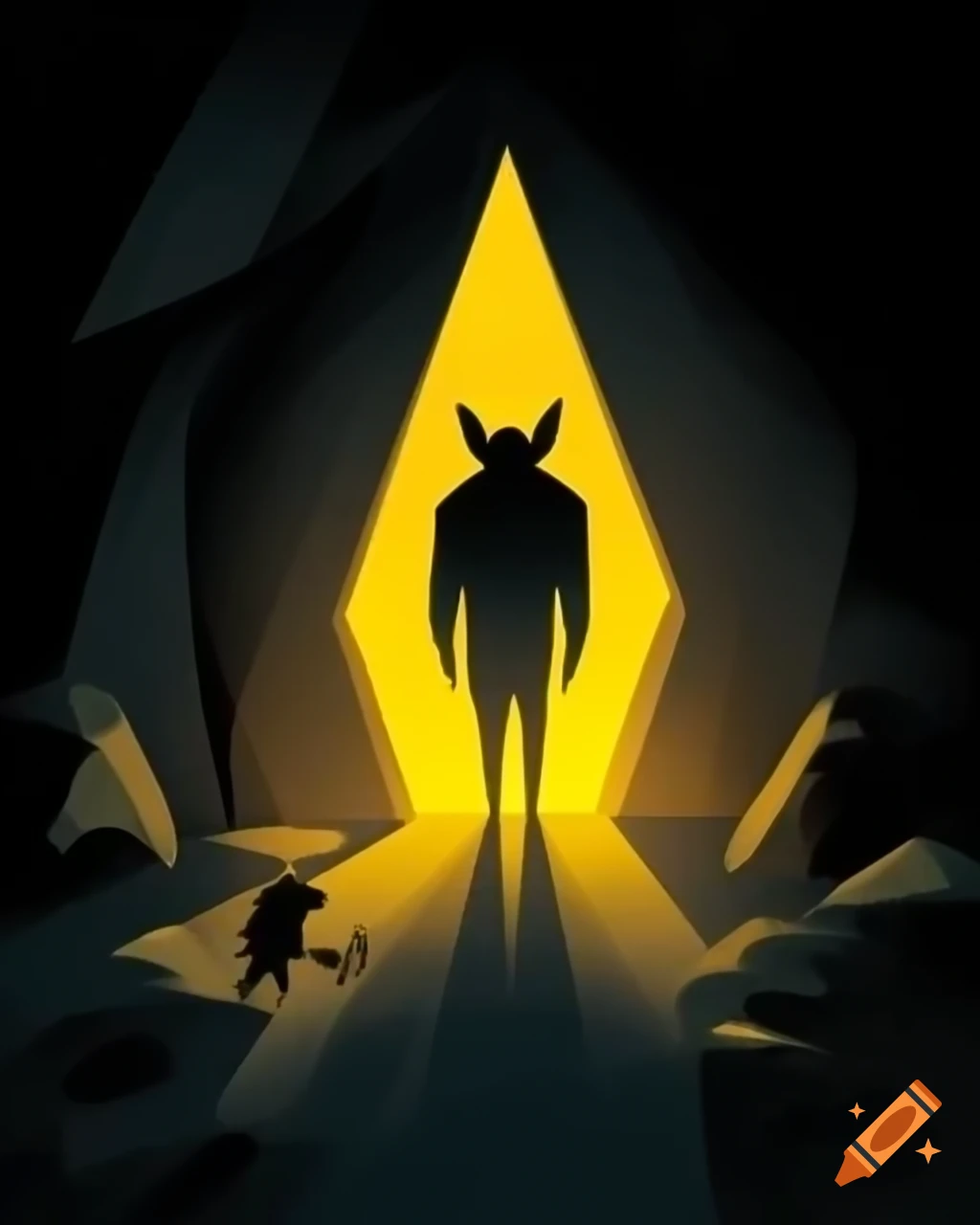 Minimal modern design featuring bat silhouette and caver representation ...