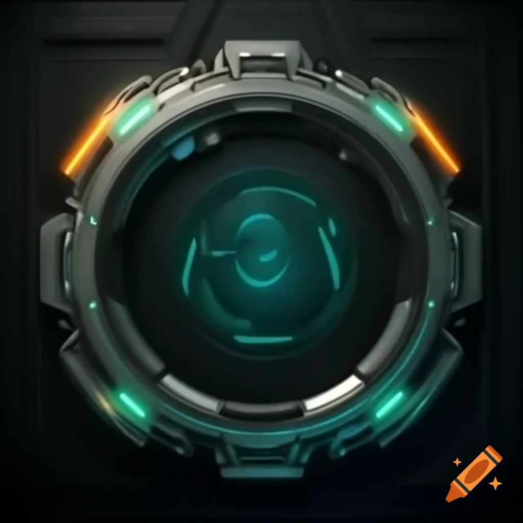 Sleek circular vtt token border for sci-fi game with metallic finish ...
