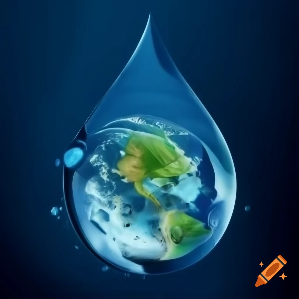 Water droplet split showing polluted and clean water, blue and earthy ...