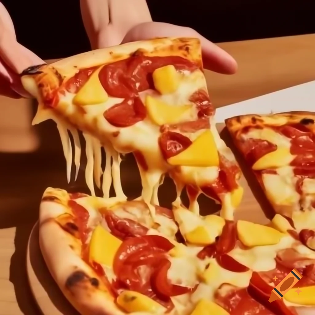 Pineapple pizza topped with hair on Craiyon