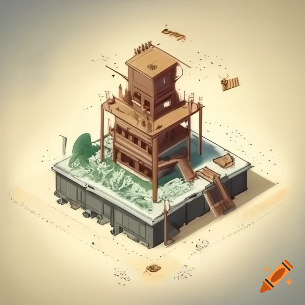 Technical illustration of defensive tower layout for strategy game with ...